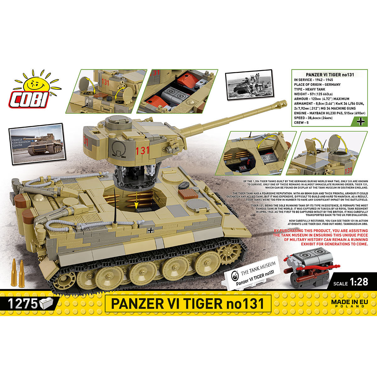 COBI Tank Museum Panzer Tiger VI No. 131 Tank: Set #2588 – COBI ...
