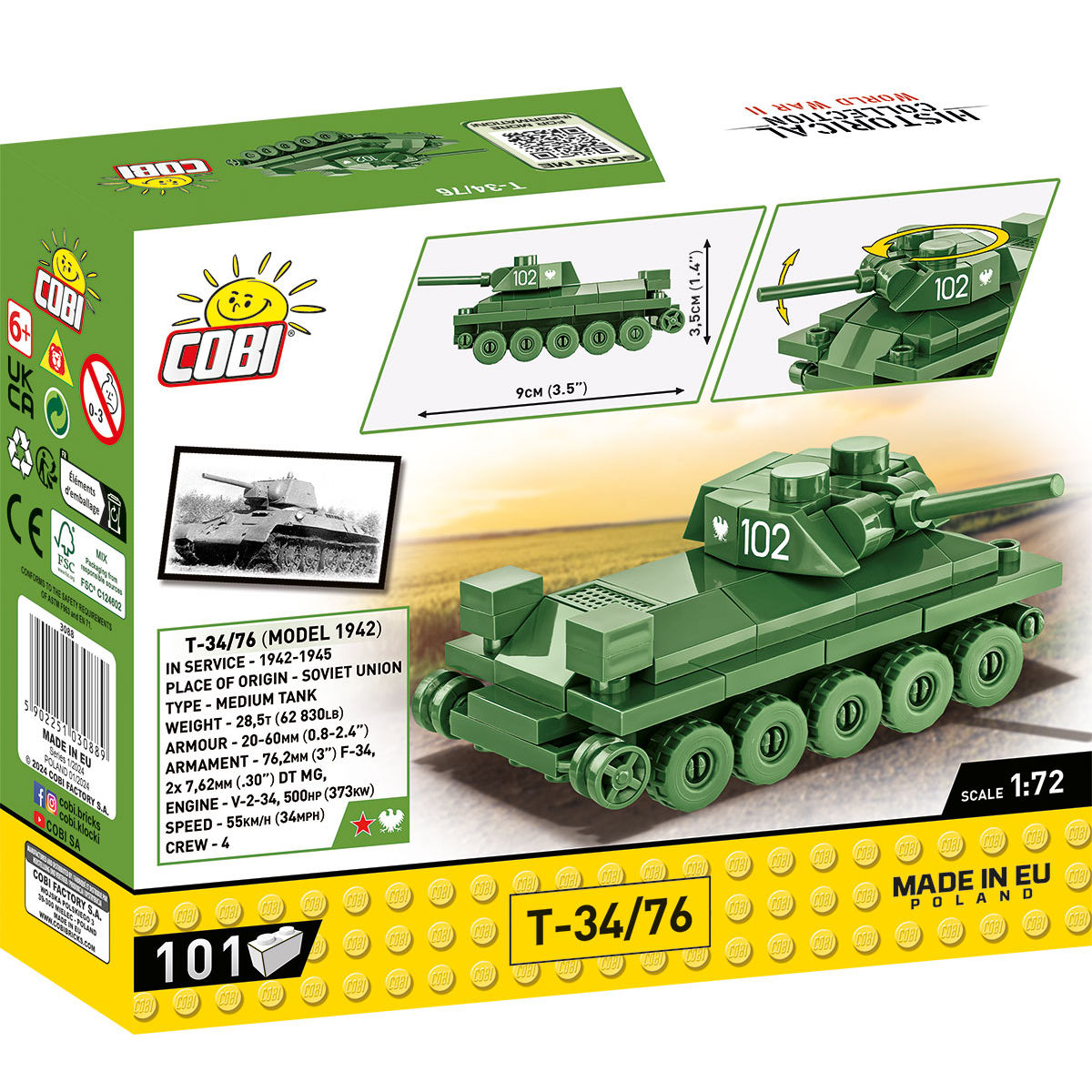 COBI T-34/76 Tank 1:72 Scale: Set #3088 – COBI Official Store